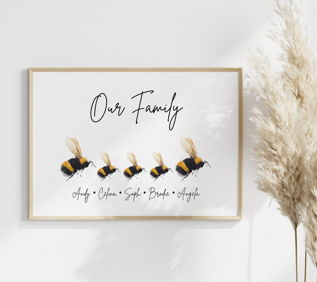 Personalised Framed Bumblebee Family Print, Family Sign, Family Gift ...