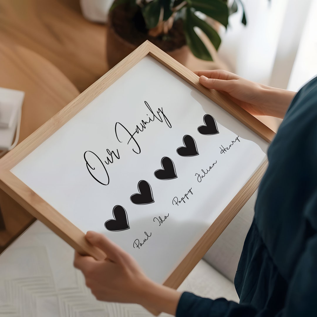 Personalised Framed Our Family Print, Family Gift, Home Decor Gift ...