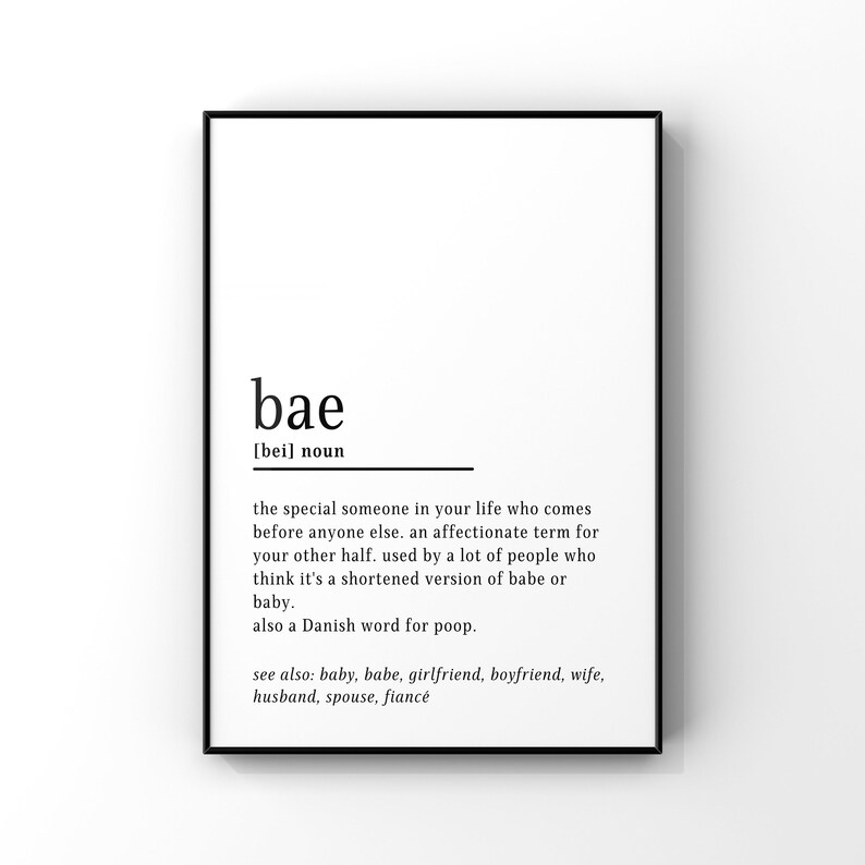 Bae Dictionary Definition Print Home Decor Wall Art Home | Etsy