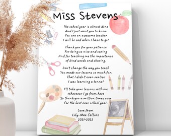 Teacher Assistant Poem - Etsy UK