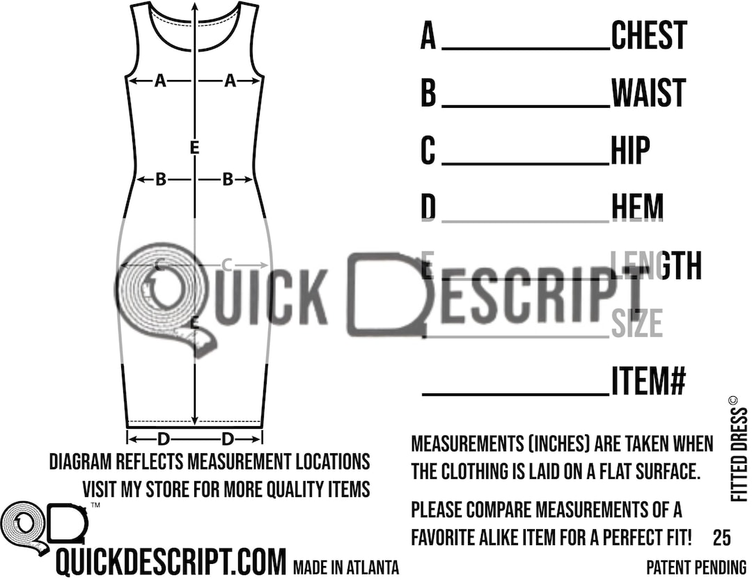 Fitted Dress Diagramed . - Etsy
