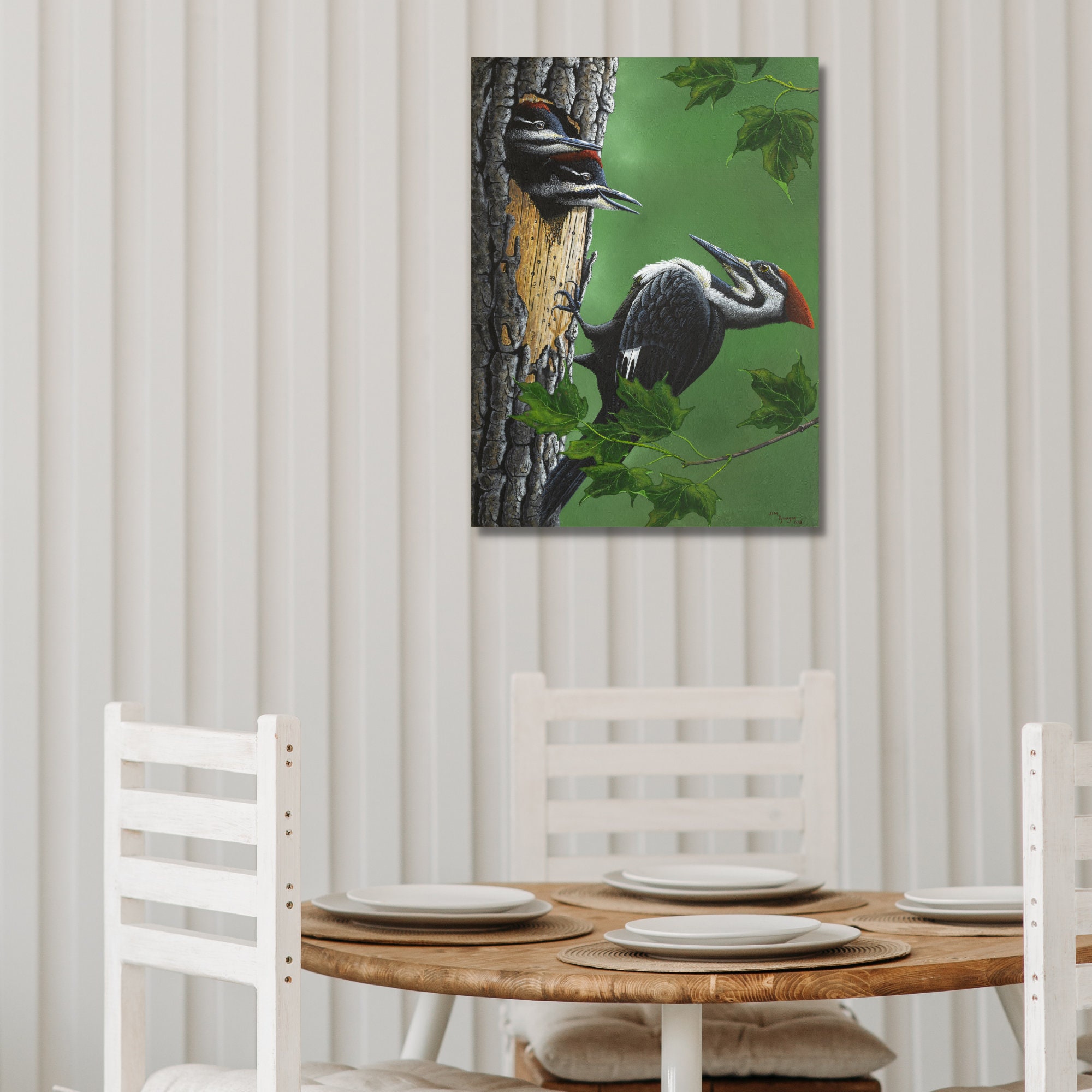 Pileated Woodpecker Canvas, Woodpecker Babies Wall Art, Woodpecker Wall ...