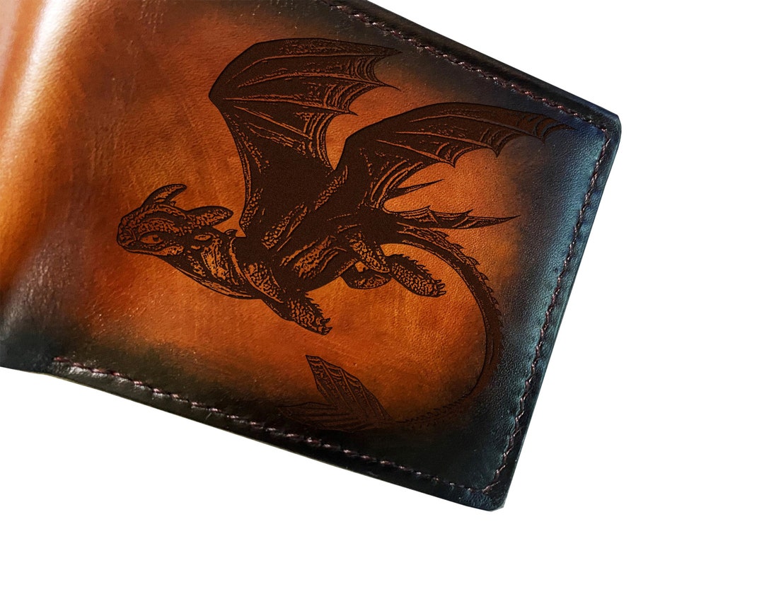Toothless Dragon Leather Handmade Wallet, Custom Gift for Men, How to ...