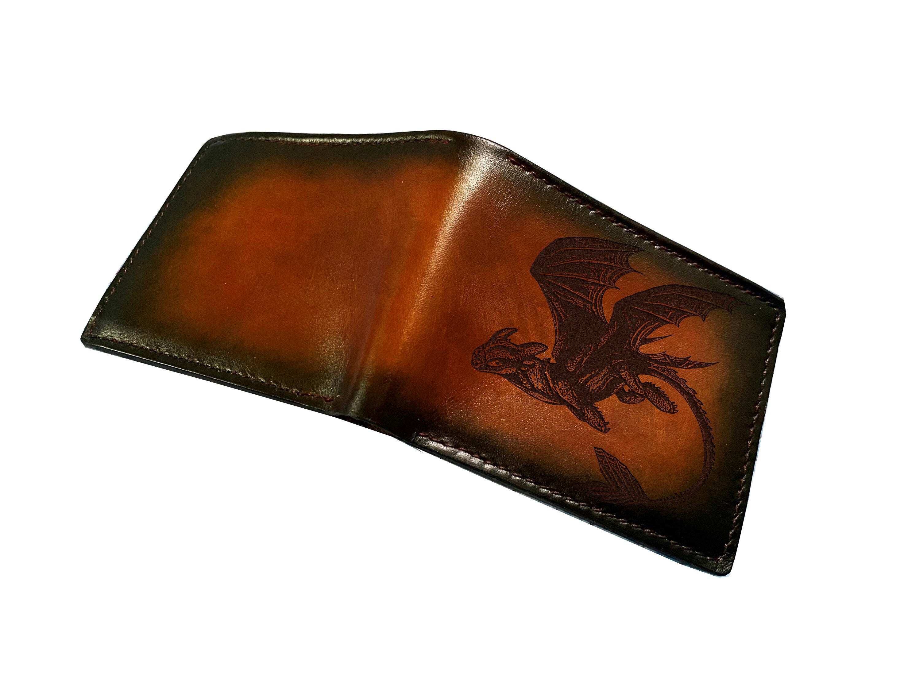 Toothless Dragon Leather Handmade Wallet, Custom Gift for Men, How to ...