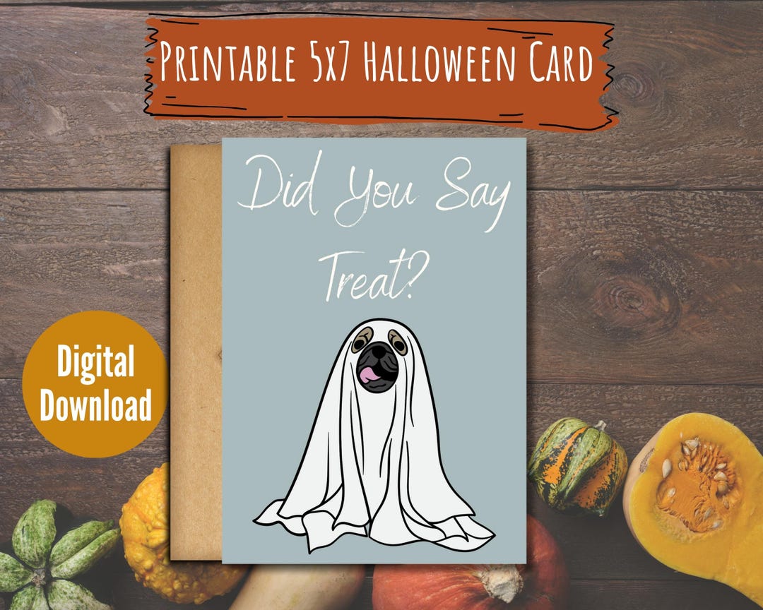 PRINTABLE Dog Halloween Card Digital Funny Pet Halloween Card Dog ...