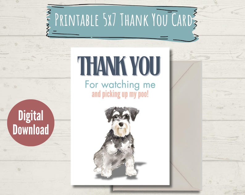 PRINTABLE Thank You Card for Pet Sitter From the Dog, Thank You Card ...