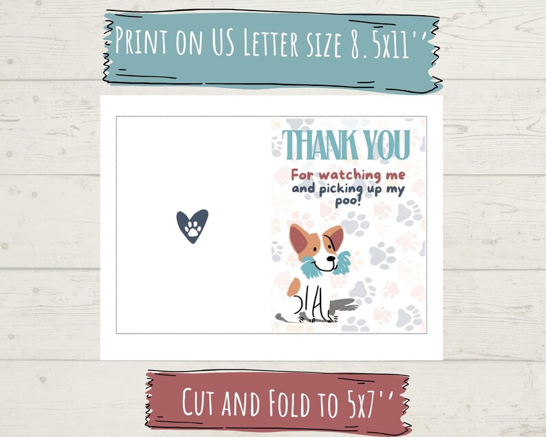 PRINTABLE Thank You Card for Pet Sitter From the Dog, Thank You Pet ...