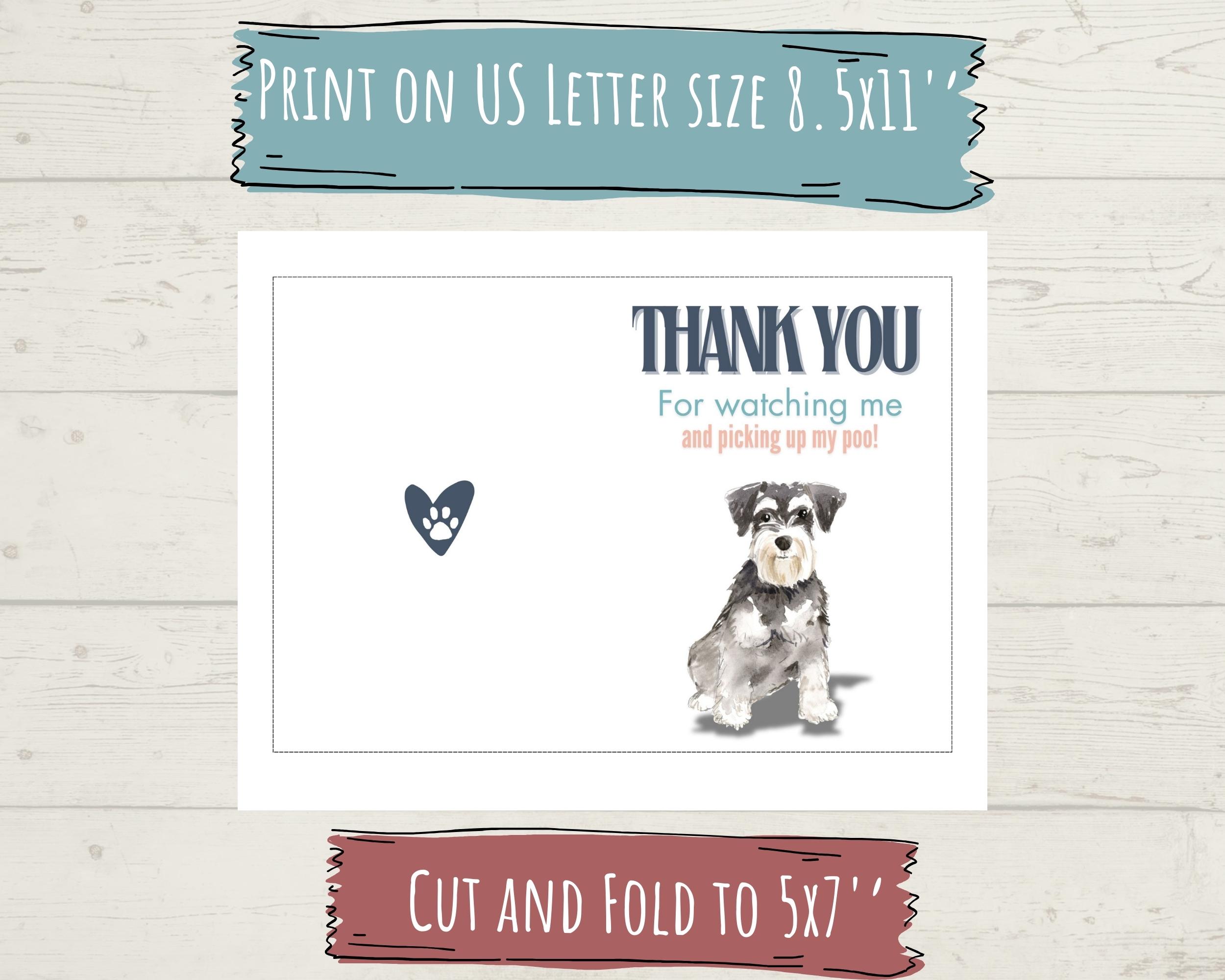 PRINTABLE Thank You Card for Pet Sitter From the Dog, Thank You Card ...