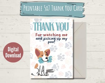 PRINTABLE Thank You Card for Pet Sitter From the Dog Thank You Pet ...