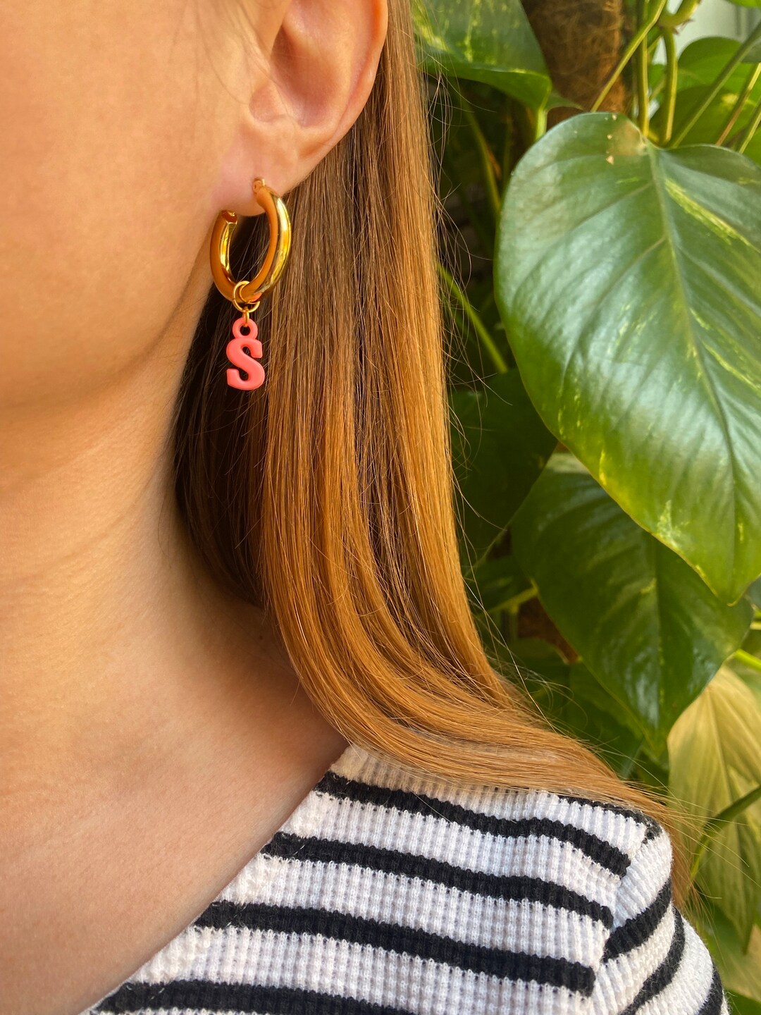 Salmon Pink Acrylic Alphabet Letter Initial Name Necklace - Etsy