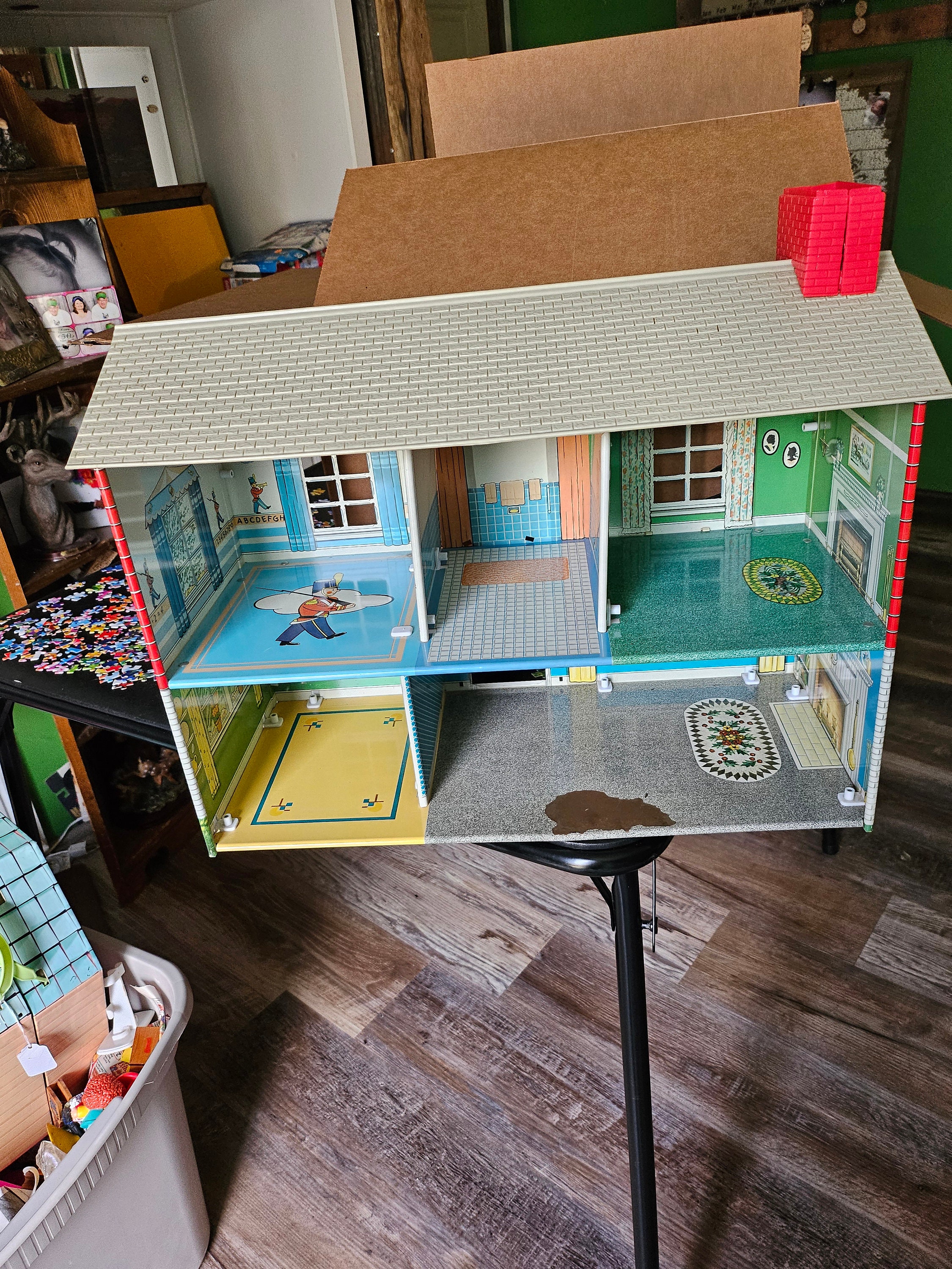 Antique 1950s Marx Dollhouse Metal Litho 2 Story House370 - Etsy