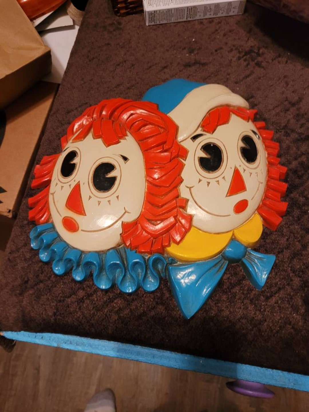Antique 1977 Raggedy Ann and Andy Face Plaque #1677 - Etsy