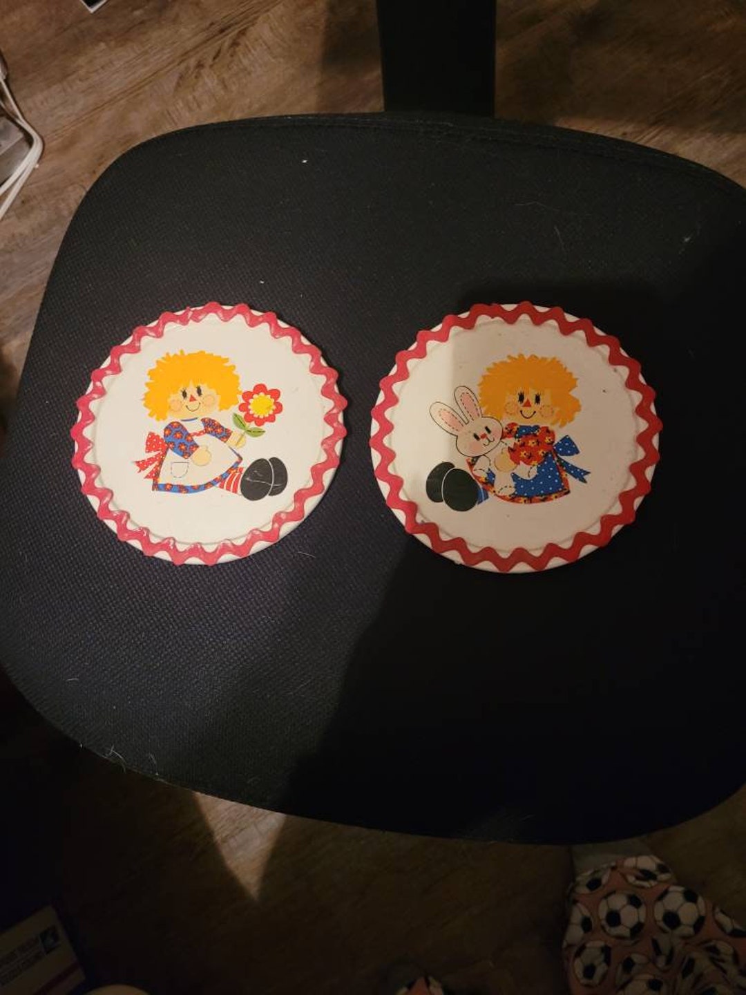 Antique 1970s Round Wall Art Raggedy Andy and Ann Chalk #1402 - Etsy