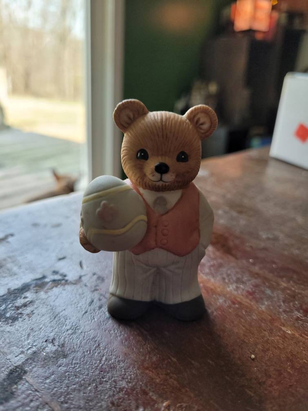 1990s Homco Teddy Bear With Easter Egg - Etsy