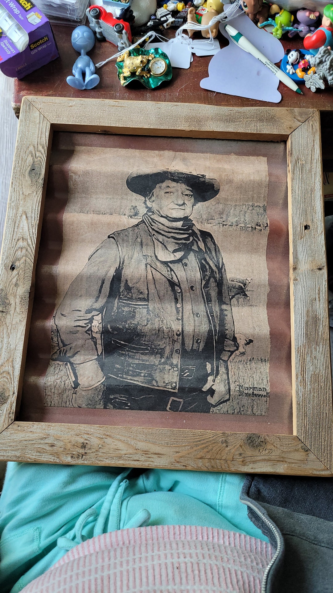 Picture of John Wayne Rippled Tin Barn Wood Frame #1688 - Etsy