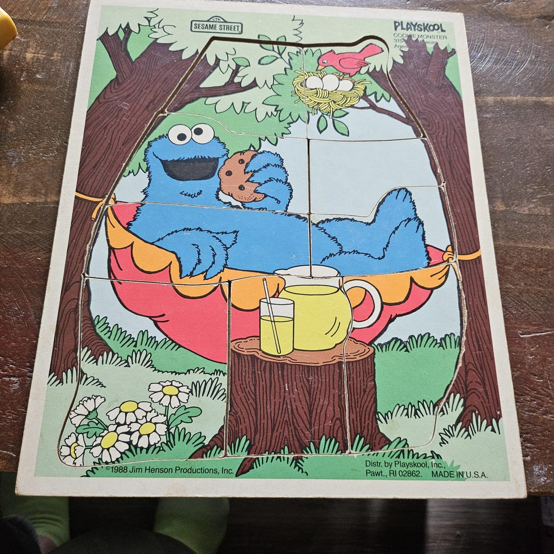 Antique 1988 Muppets Cookie Monster Puzzle #2654 - Etsy