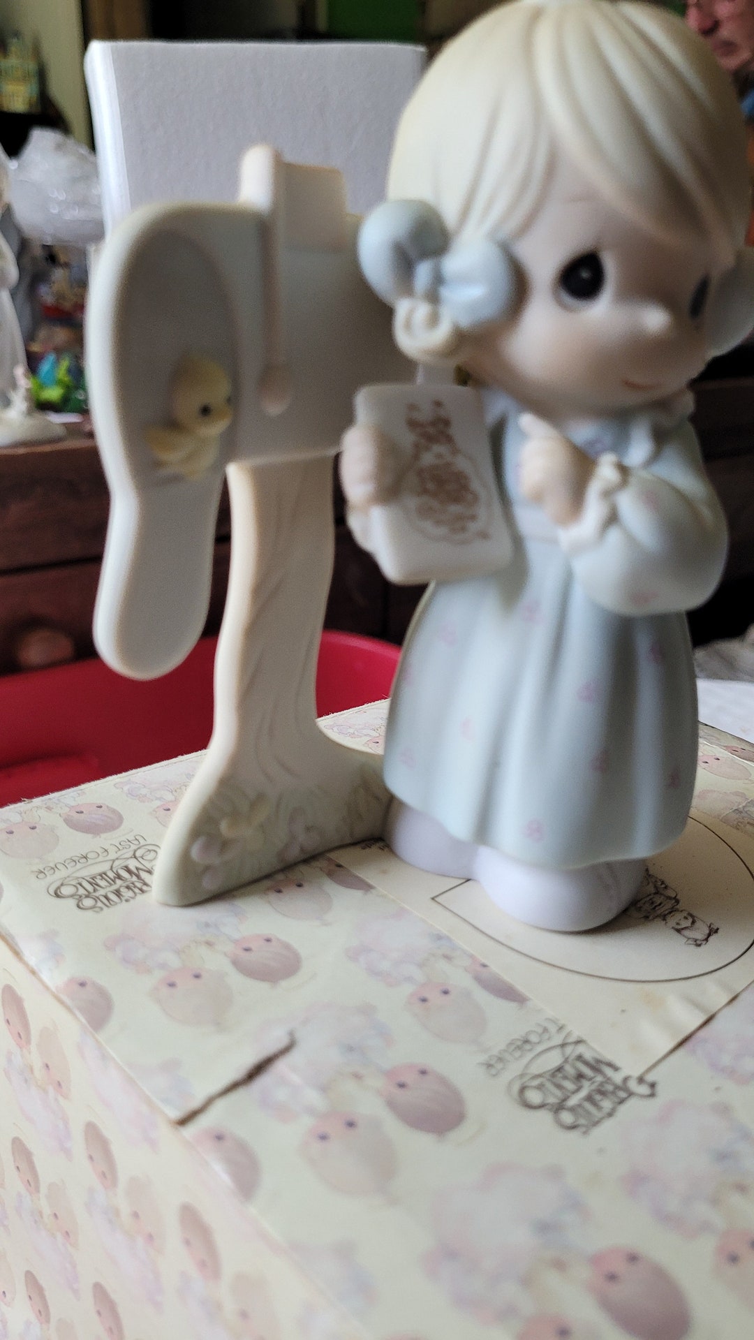 Antique 1990 Precious Moments Figure Sharing the Good News #1624 #1625 ...