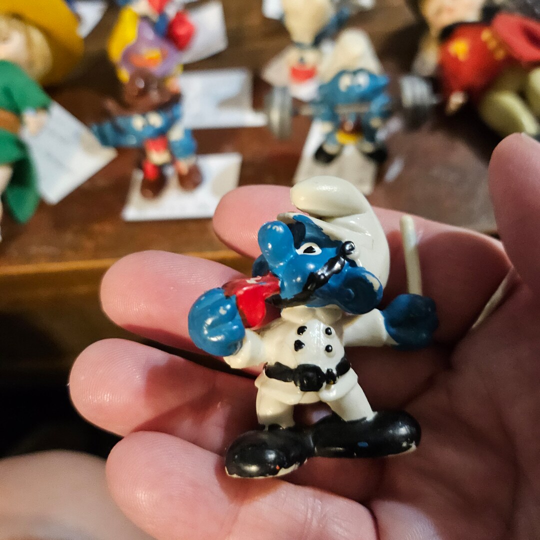 Antique 1984 Smurf Cowboy Figure #974 Box 7 - Etsy