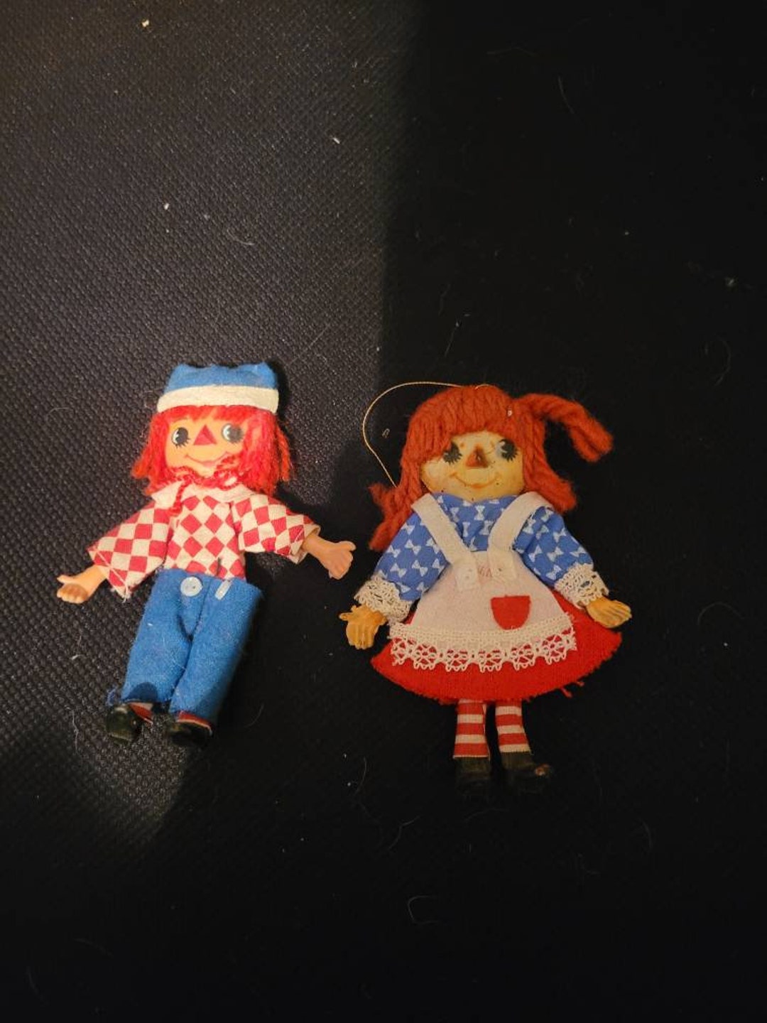 Antique Raggedy Ann and Andy Rubber Bendable Dolls 4.5 Inches Tall #box ...