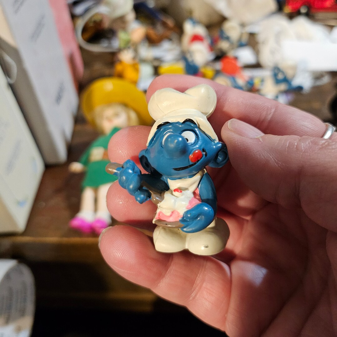 Antique 1984 Smurf Eating Ice Cream Sundae #970 Box 7 - Etsy