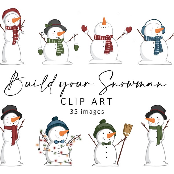 Snowman Clipart - Etsy