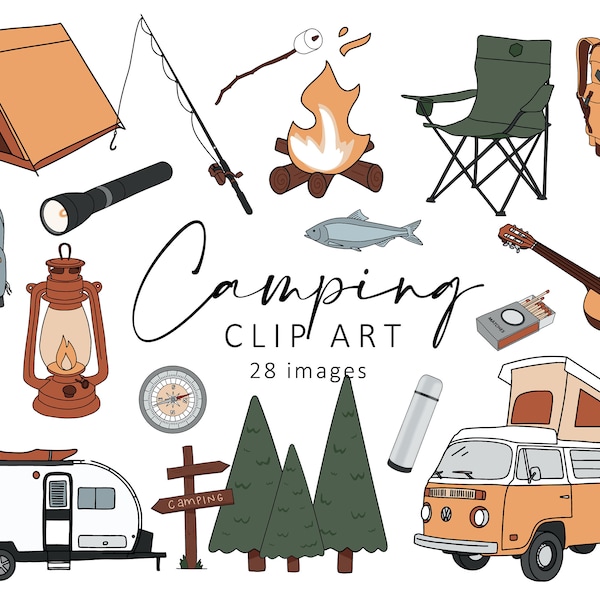 Camping Clipart - Etsy