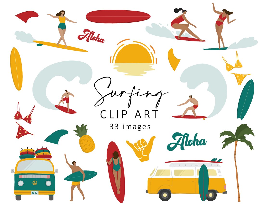Surfing Clip Art, Surfing PNG, Surf SVG, Hawaii Clip Art, Surf Vector ...