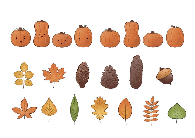 Cute Pumpkin Clip Art, Fall Leaves SVG, Fall Pumpkin Clipart, Fall Svg ...