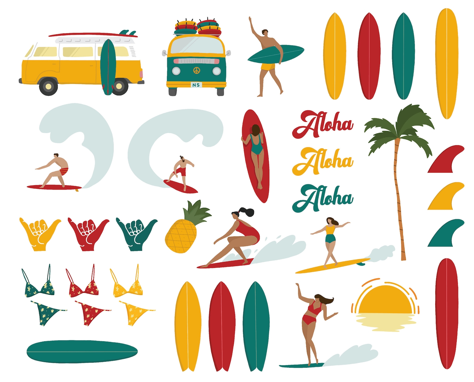 Surfing Clip Art, Surfing PNG, Surf SVG, Hawaii Clip Art, Surf Vector ...