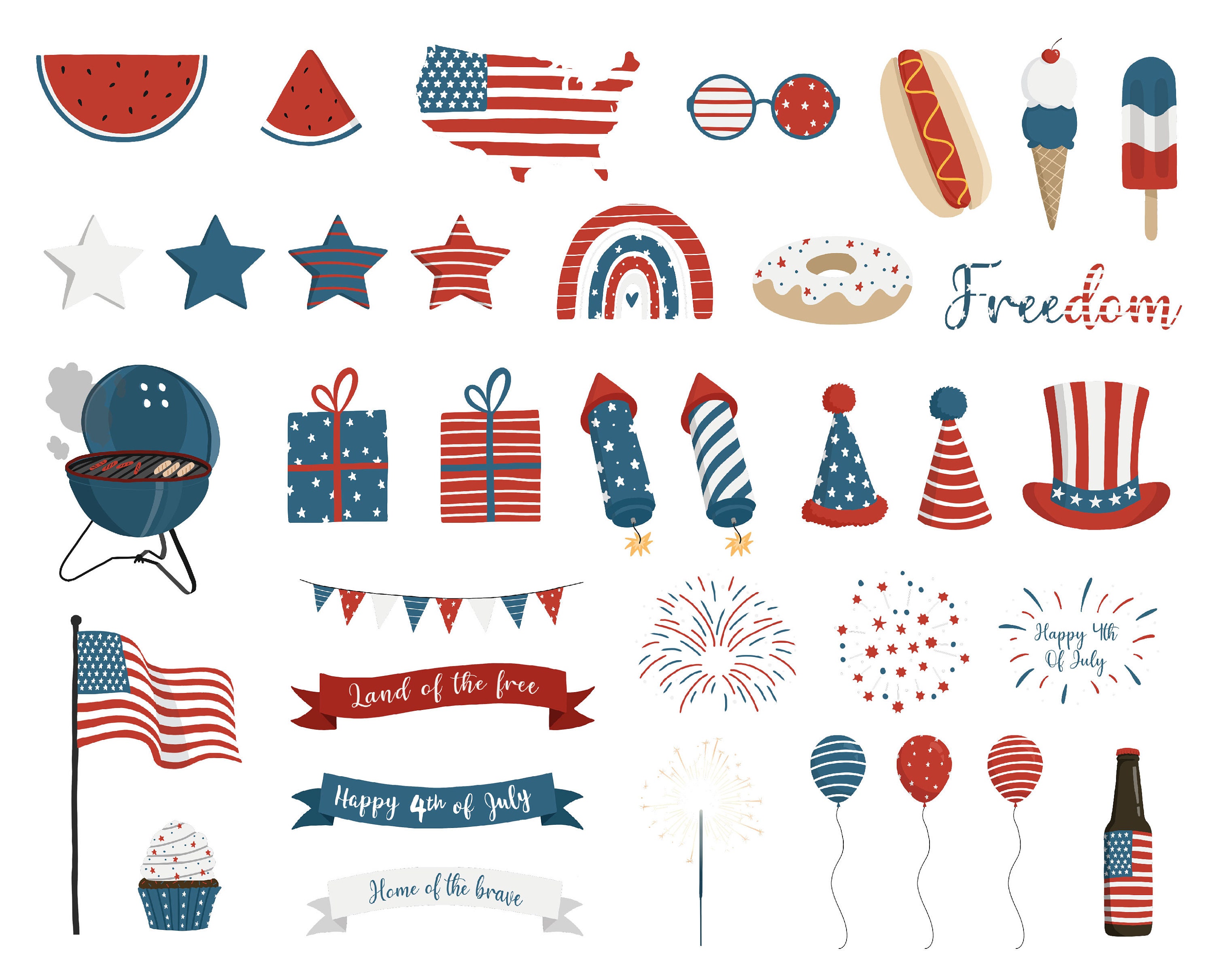 4th of July Clipart, 4th of July SVG, Fourth of July SVG, Independence ...