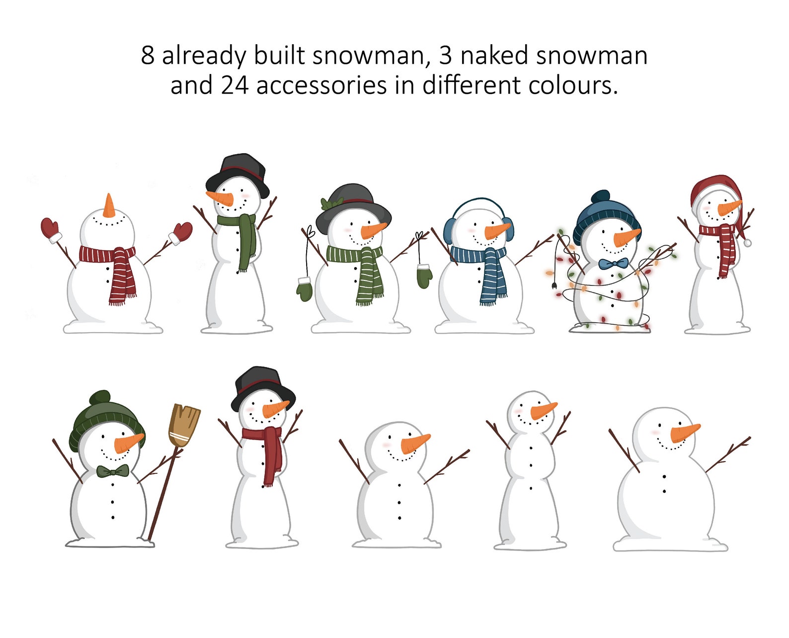 Build Your Snowman Clipart Snowman Clipart Snowman Svg - Etsy