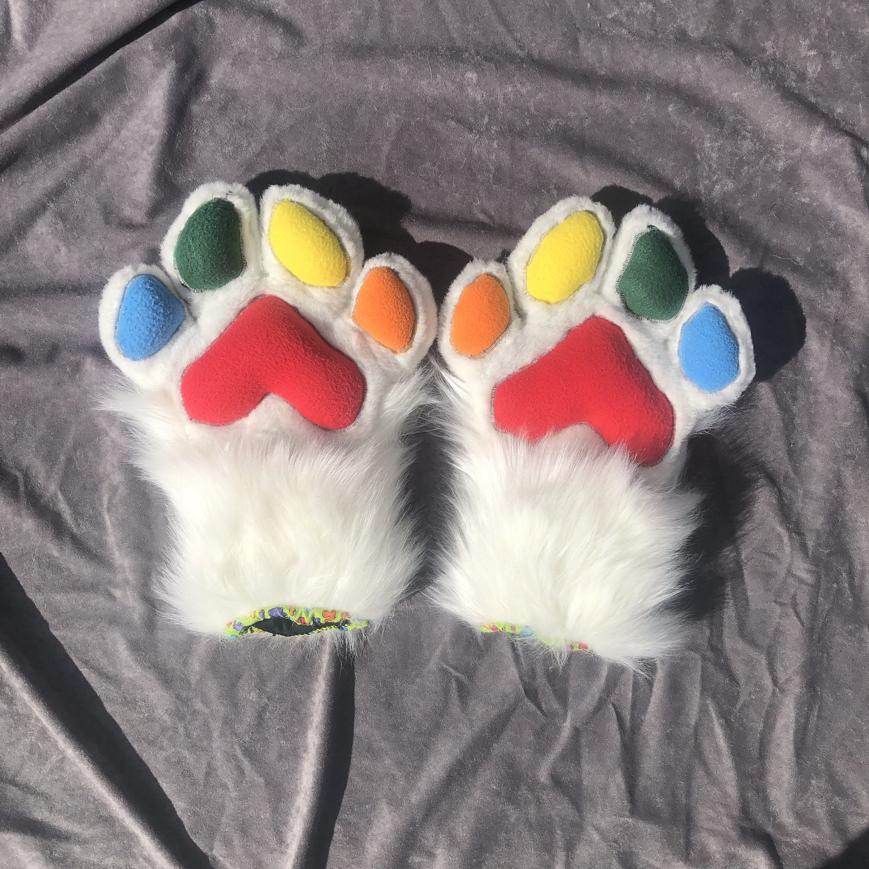 Rainbow Padded White Fursuit Paws - Etsy