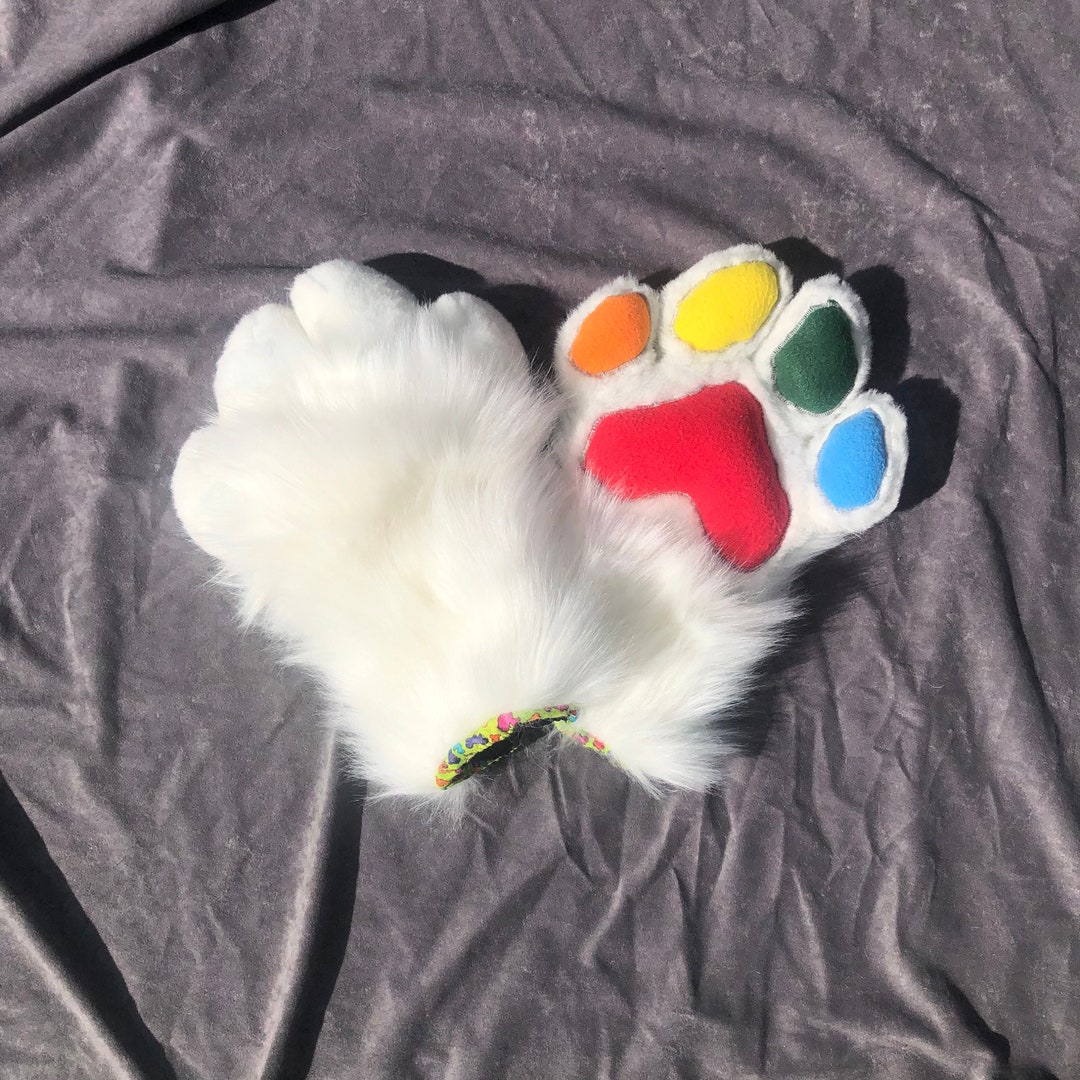 Rainbow Padded White Fursuit Paws - Etsy