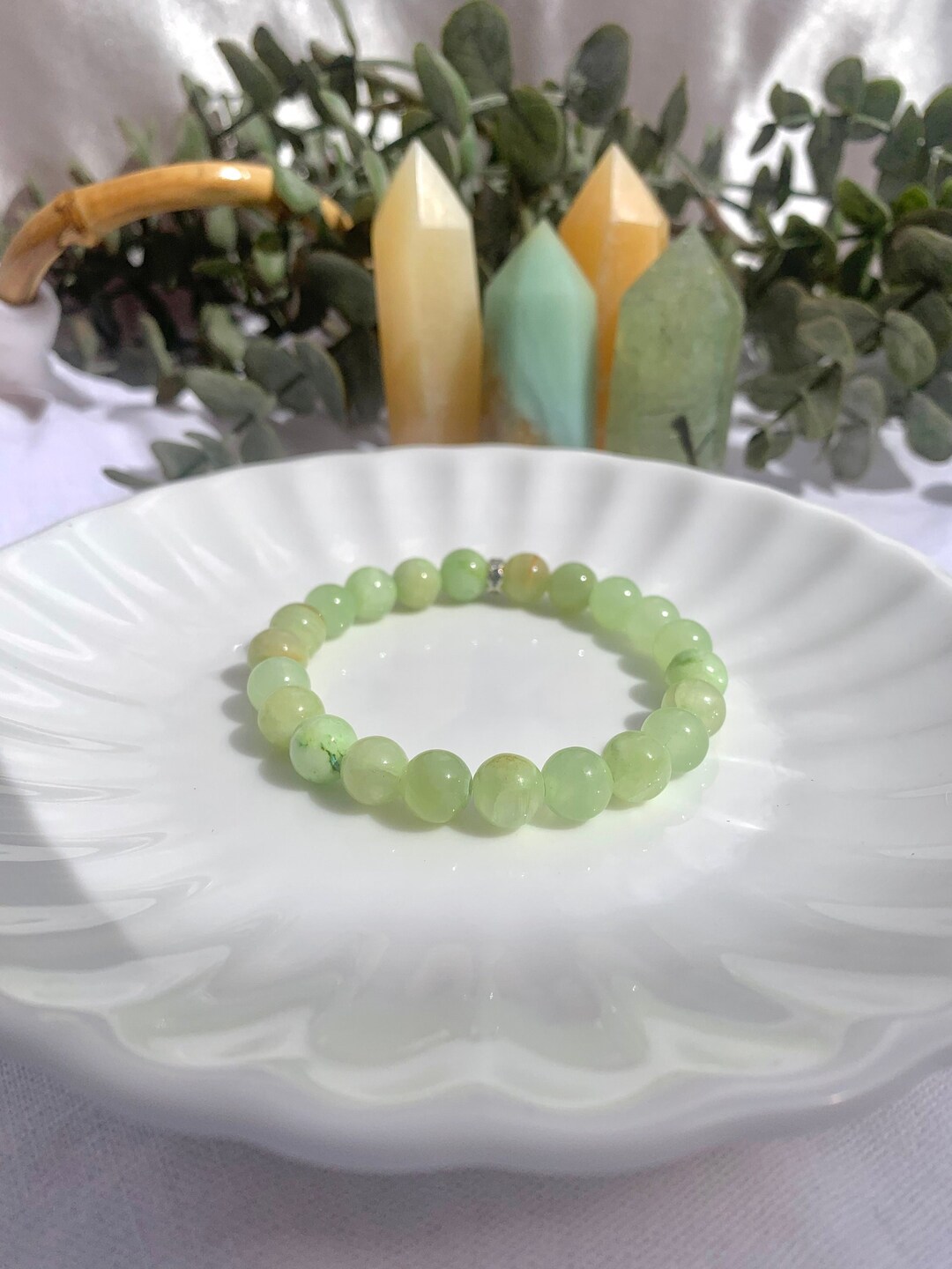 Green Calcite Bracelet Healing Relaxation Balance Grounding Emotion ...