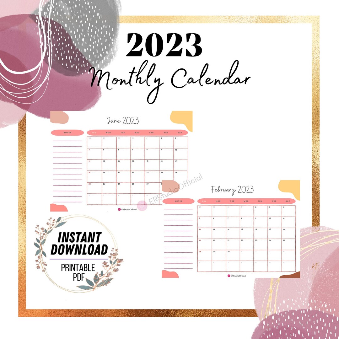 2023 Monthly Calendar Bohemian Simple Calendar Printable - Etsy