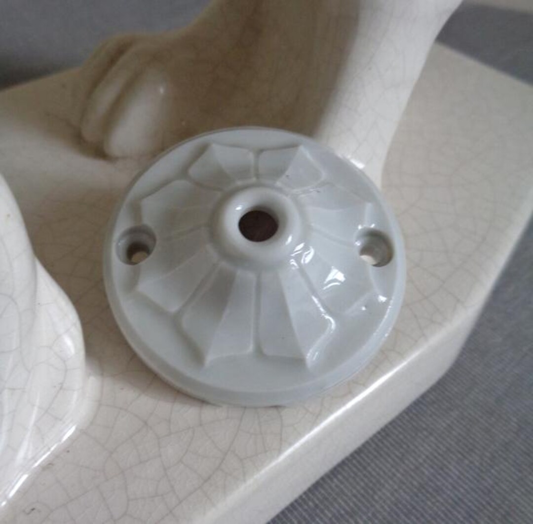 Vintage French Porcelain Ceiling Rose. Ceramic Pendent Light Decor. 2. ...