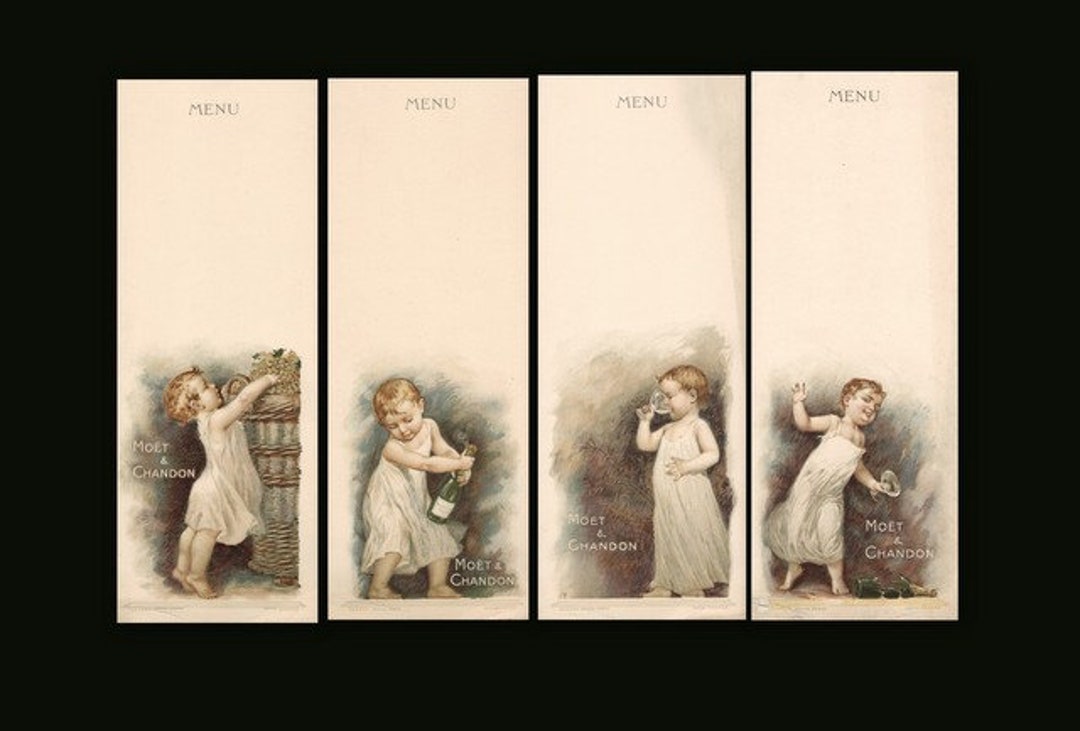 FOUR Vintage Moet & Chandon Menu Cards Delightful Separate - Etsy