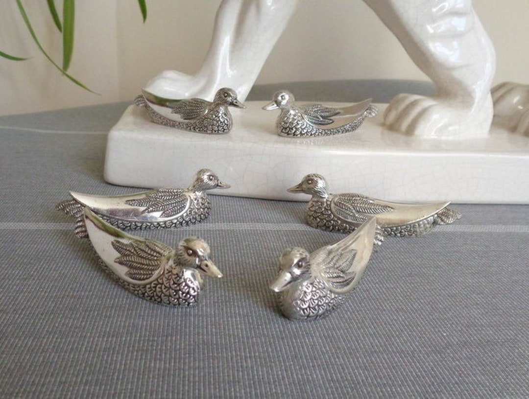 SIX Vintage French Knife Rests Quality Silver Plated 'ducks' Porte ...