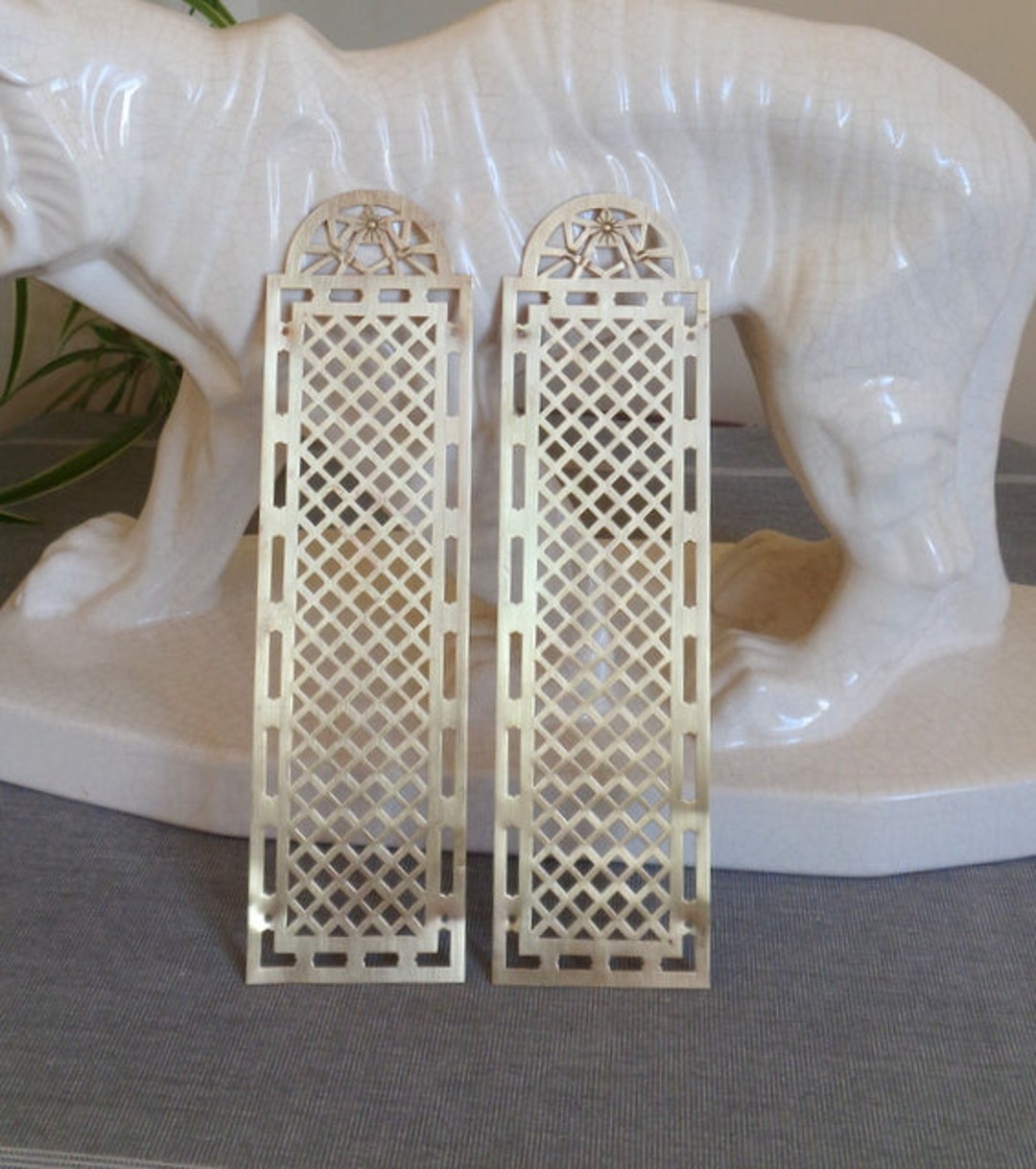 Pair Antique French Brass Door Push Plates Door Finger Plaques With ...