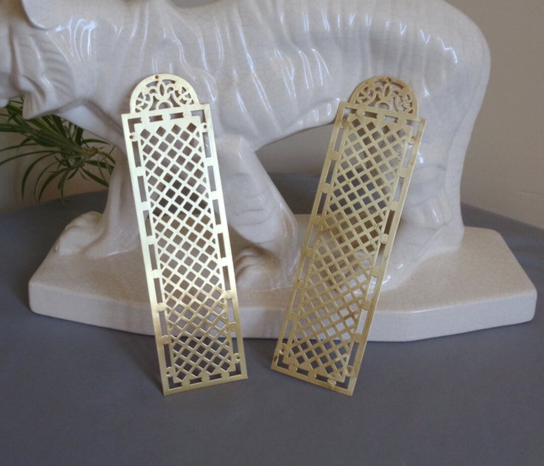 PAIR Antique French Brass Door Push Plates Door Finger Plaques With ...