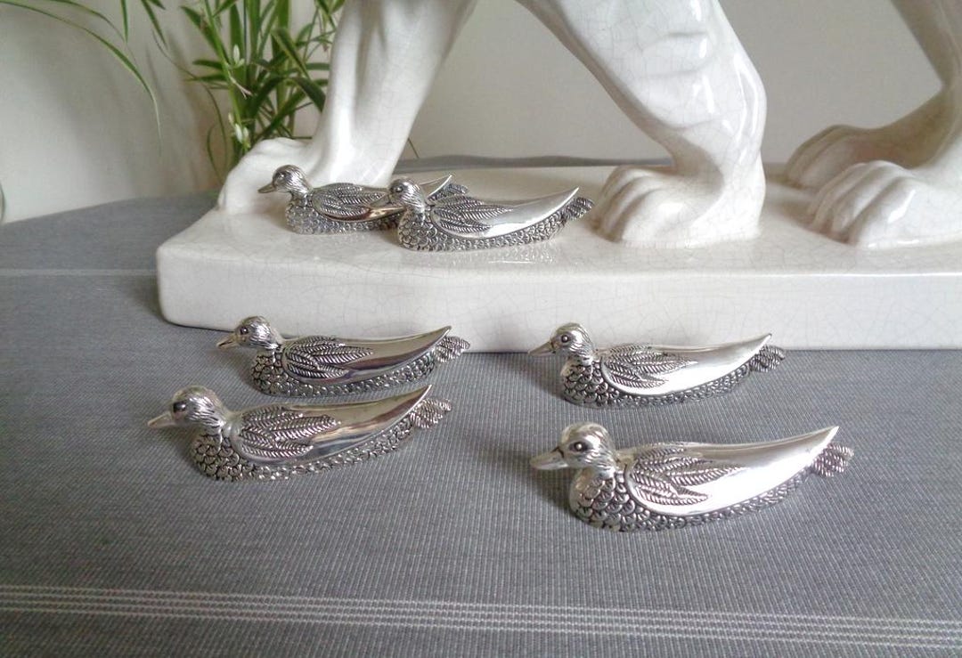 SIX Vintage French Knife Rests. Quality Silver Plated 'ducks' Porte ...