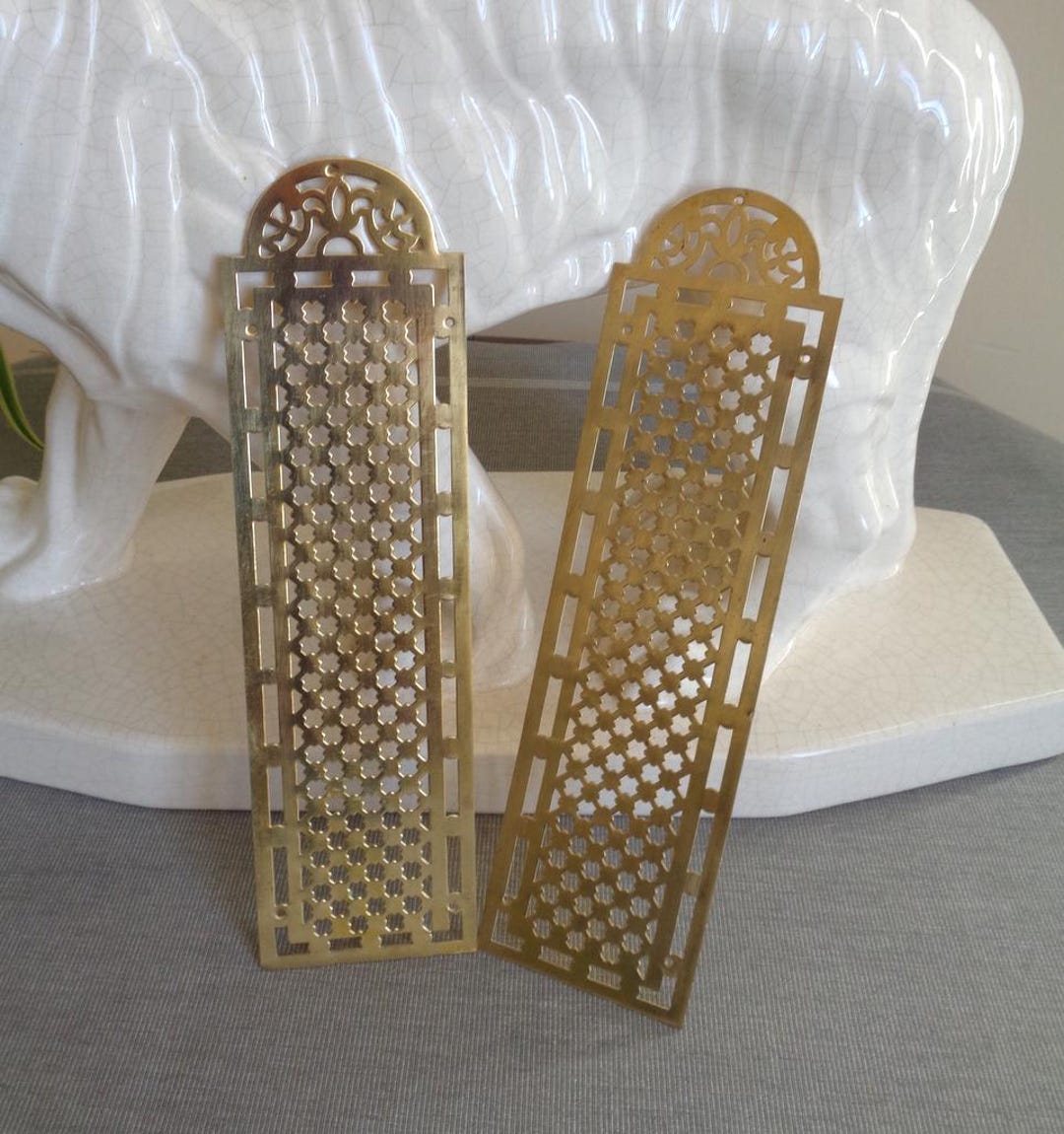 Pair Antique French Brass Door Push Plates. Door Finger Plaques With ...