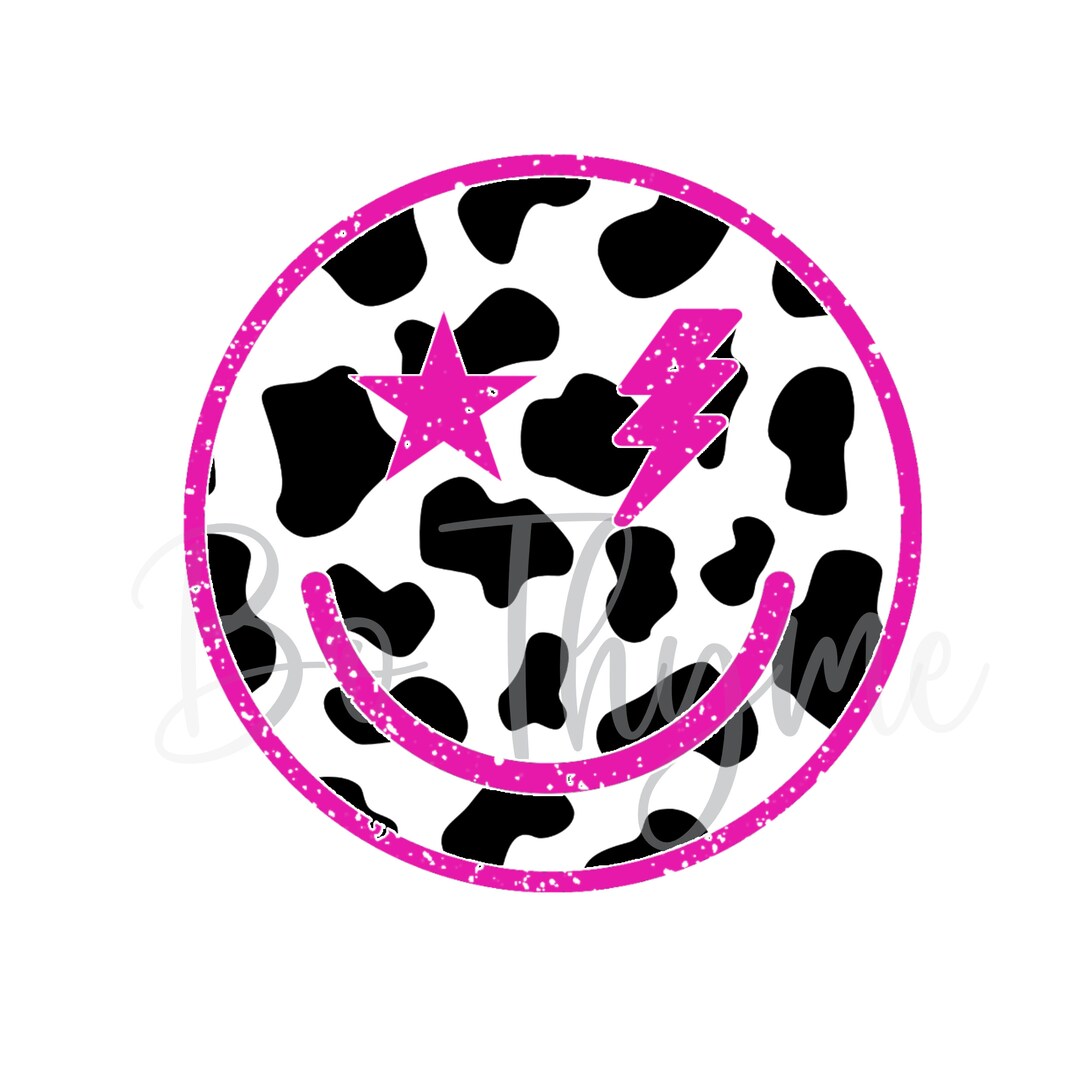 Smile, Pink and Cow Print Happy Face Png - Etsy