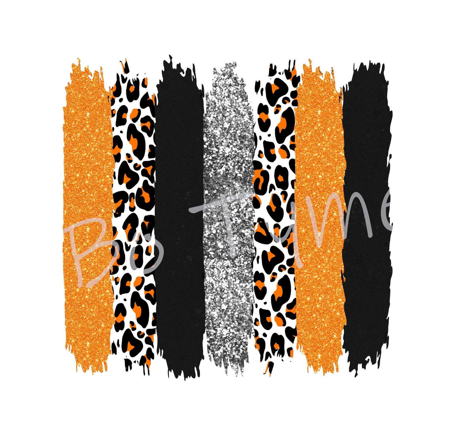 Orange Leopard Print and Black Brushstroke Background PNG - Sublimation ...