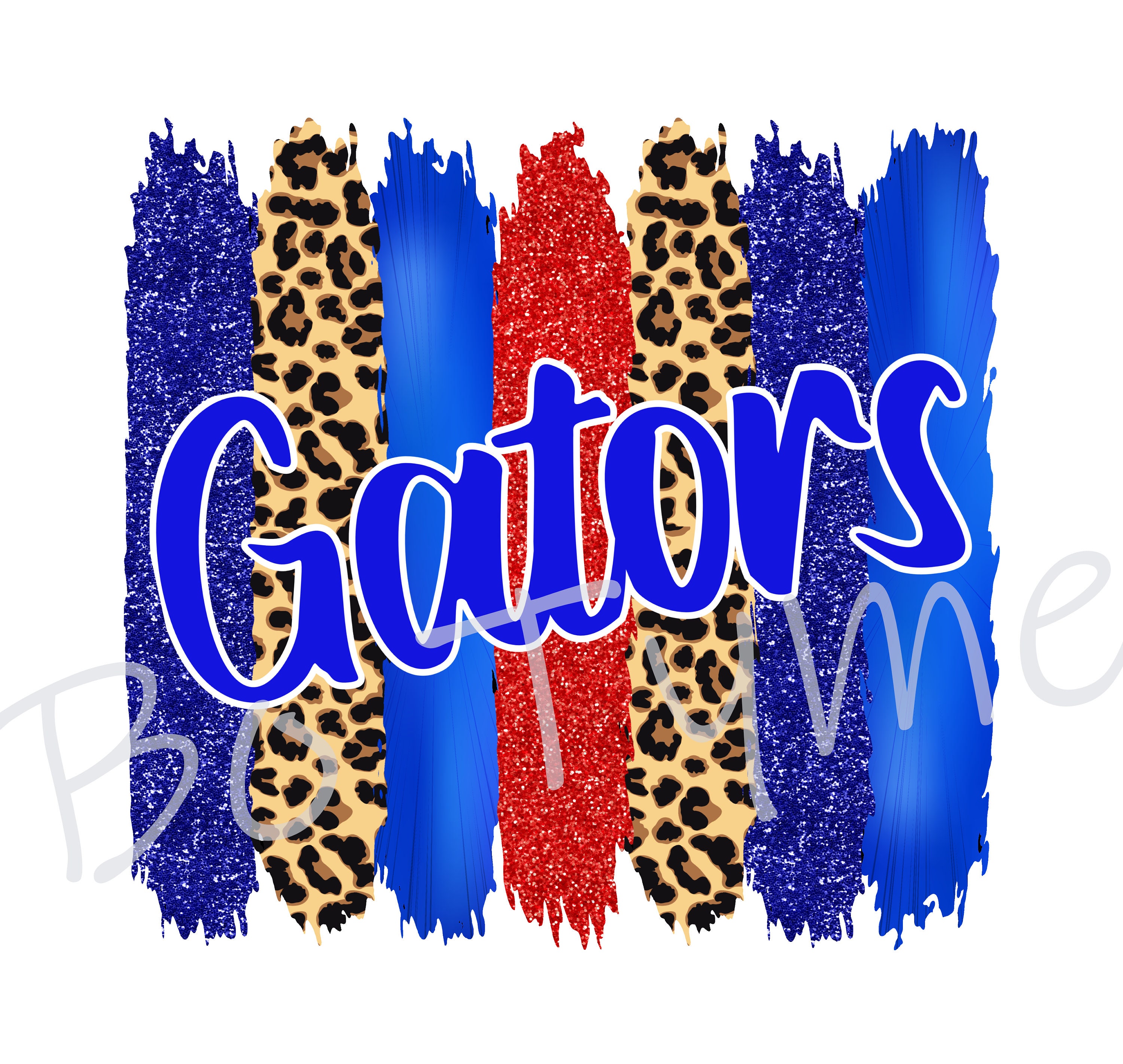 Gators Team Colors - Blue, Cheetah and Red Sublimation Brushstroke ...