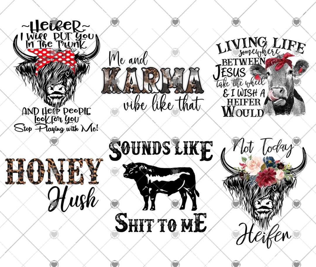 Sublimation Transfer Bundle, Set of 6 Sassy Cow Transfers, Adult Ready ...