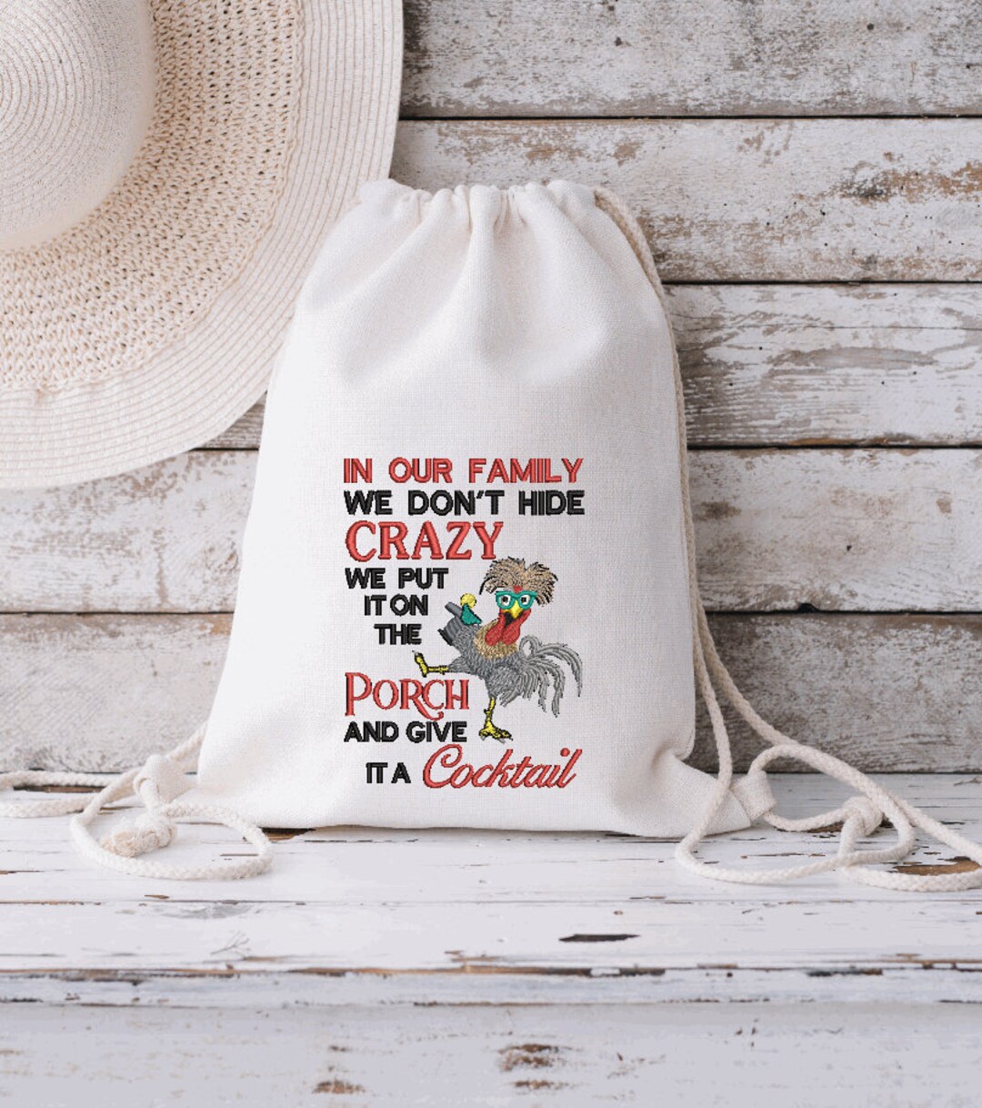 Crazy Chicken Rooster Hen Embroidery Design in Our Family We Don't Hide ...