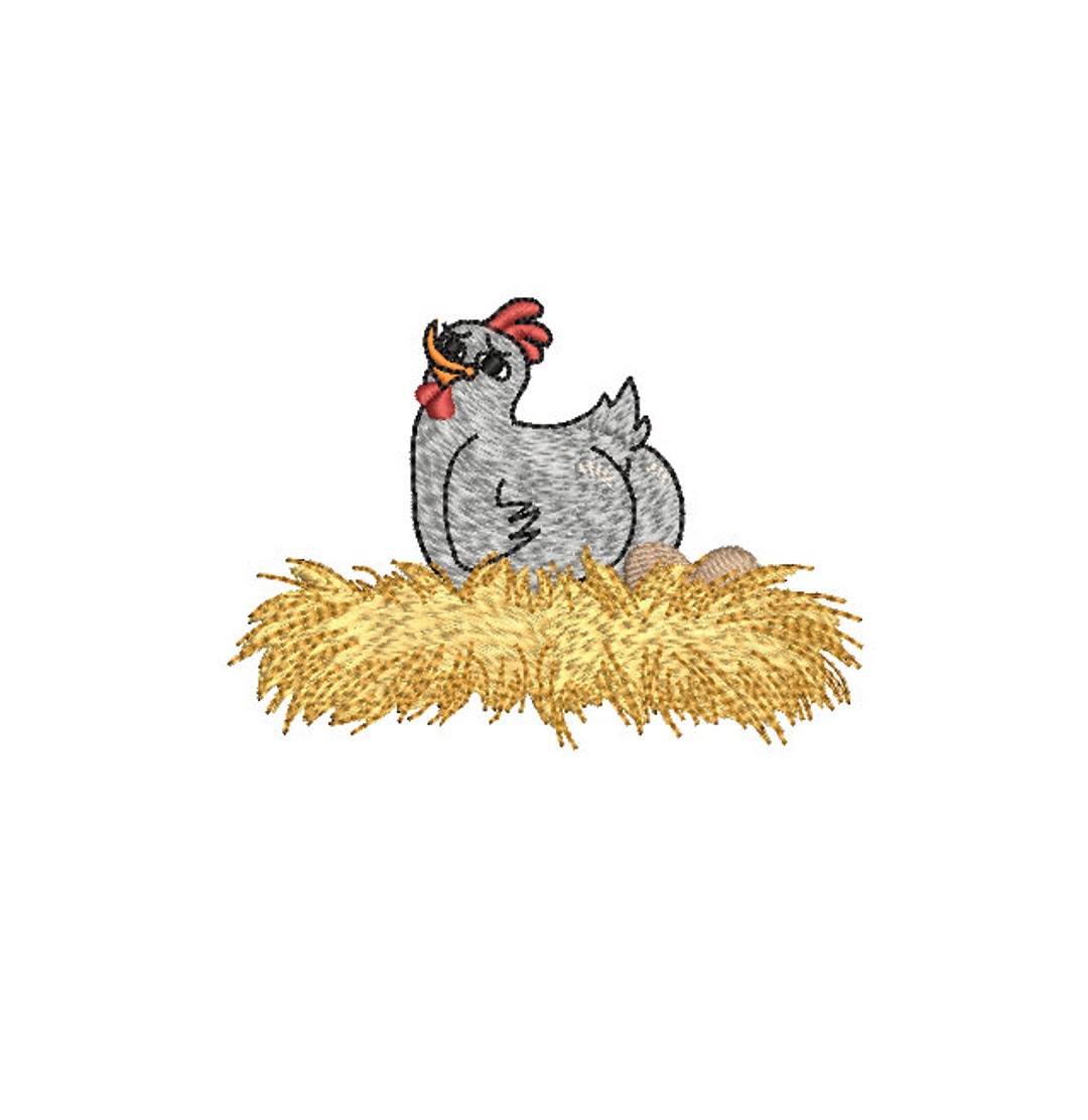Chicken Embroidery Design 4 X 4 Chicken on Nest - Etsy