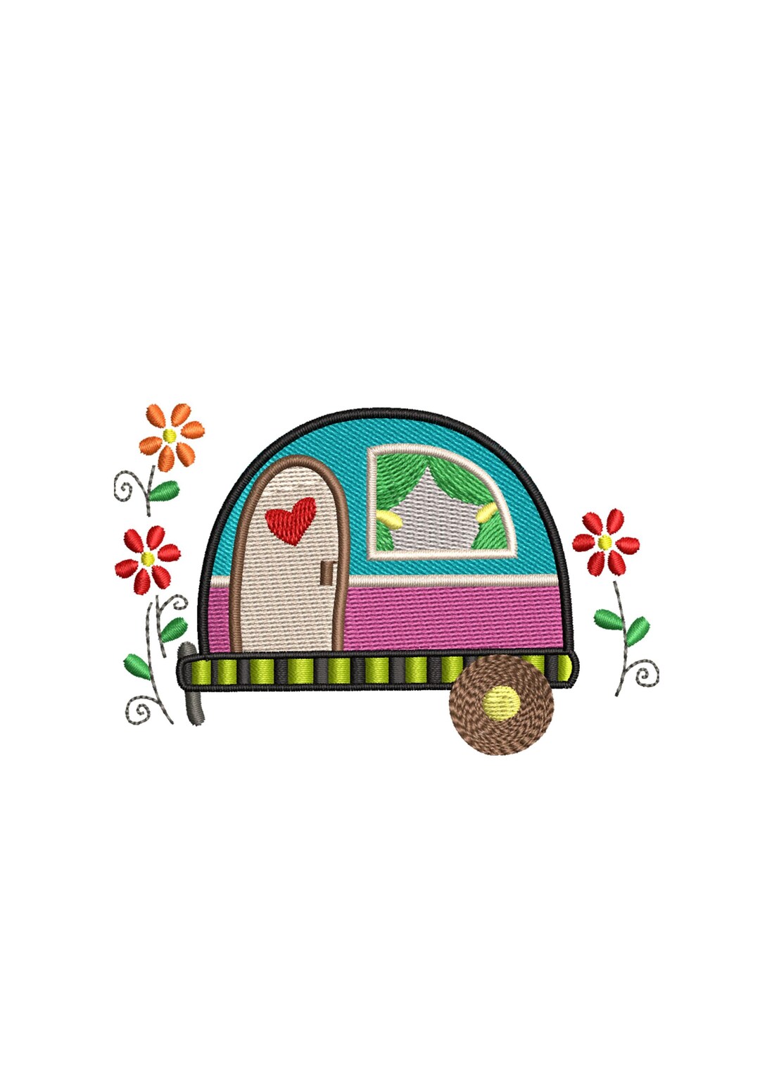 Caravan Camping Embroidery Design 4 X 4 - Etsy