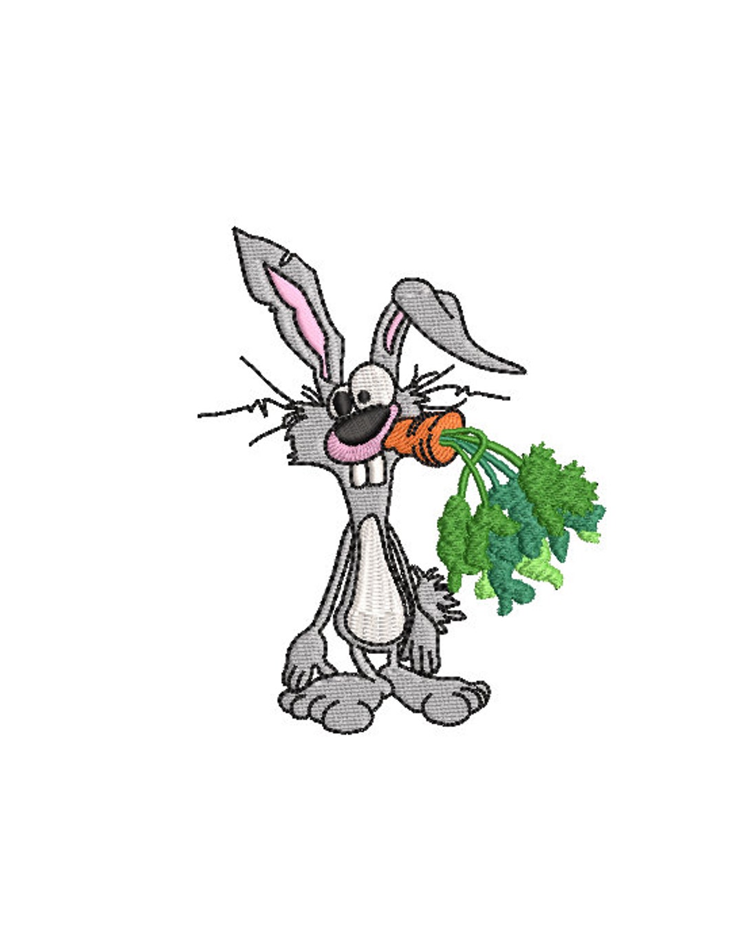 Crazy Rabbit Embroidery Design 4 X 4 Silly Rabbit Chewing Carrot - Etsy